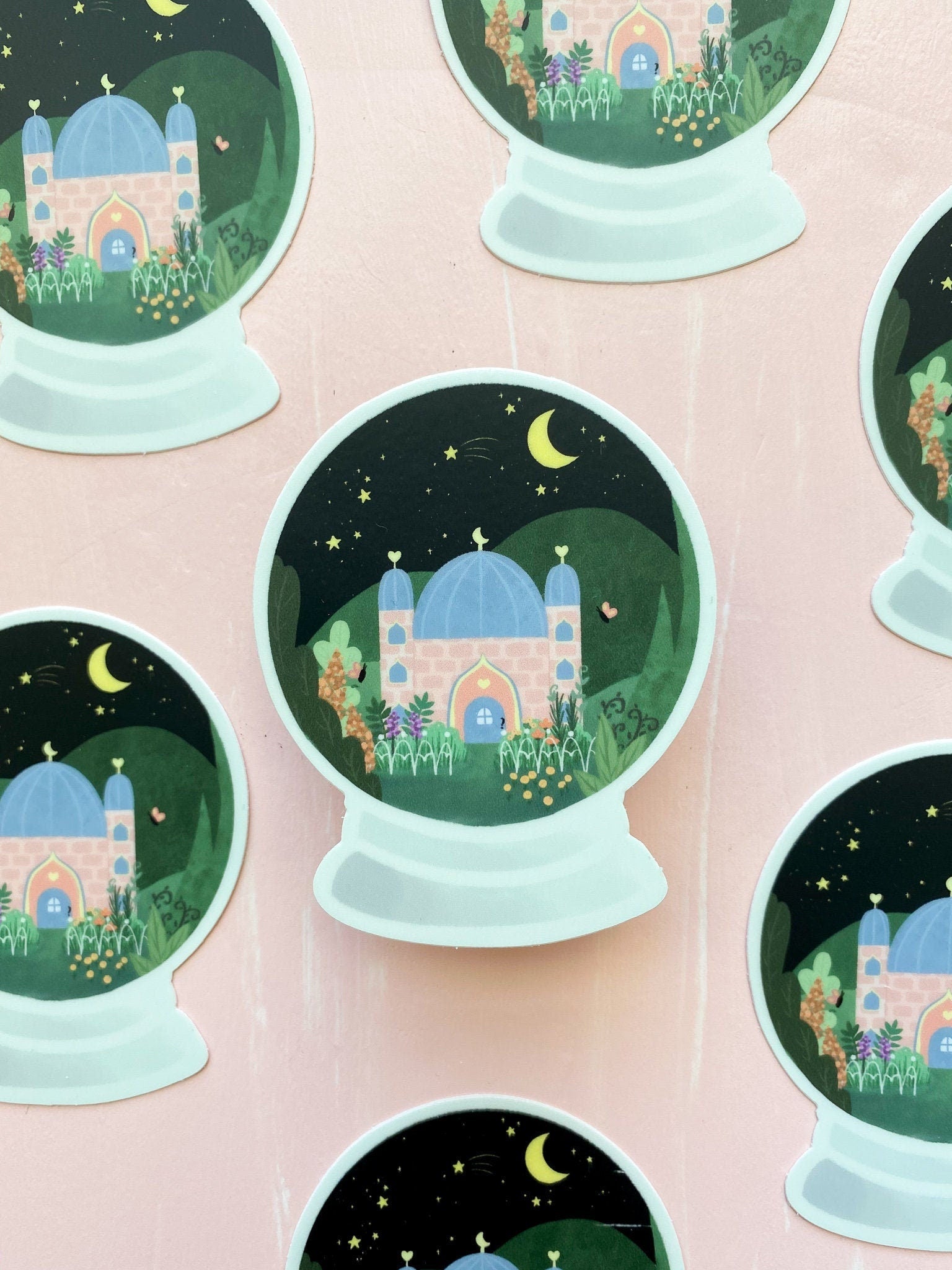 Sticker - Masjid in a Globe, Dreamy Mosque Masjid Sticker in a Snow Gl ...